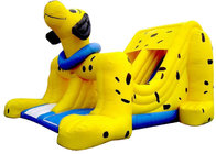 Yellow Spotty Dog Large Inflatable Slide Inflatable Slip N Slide 0.55mm PVC 10 X 4 X 4.5 m