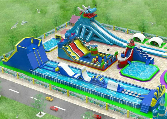 Waterproof PVC Inflatable Water Park For Entertaint EN14960 / BV / CCC